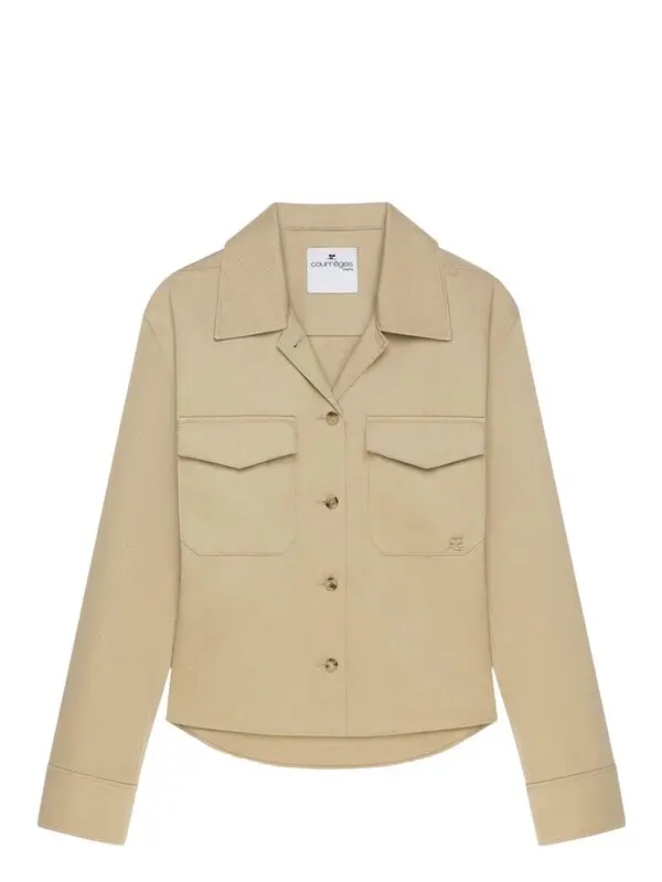 COURREGES Cotton Shirt With Asymmetrical Hem - Beige