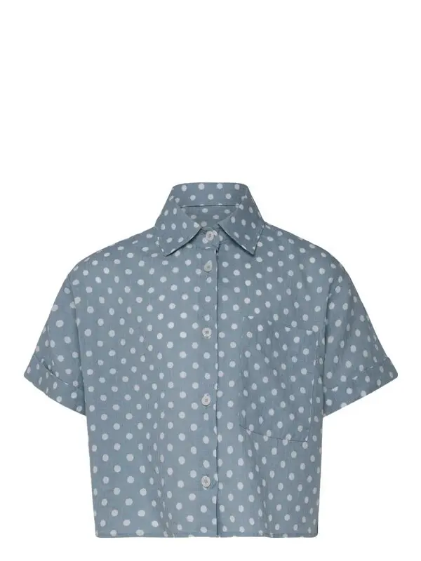 Aspesi Polka Dot Print Cropped Shirt - Gray