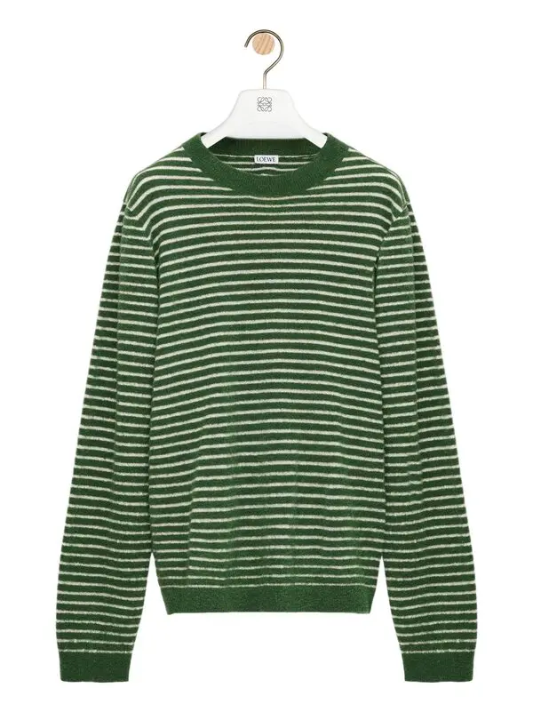 Loewe Striped Crew Neck Sweater - Natural Color/green