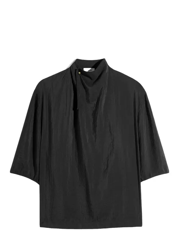 LEMAIRE Asymmetrical Collar Top With Gemstone Buttons - Black