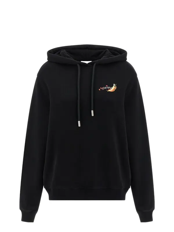Off-White Logo Printed Drawstring Hoodie - Black
