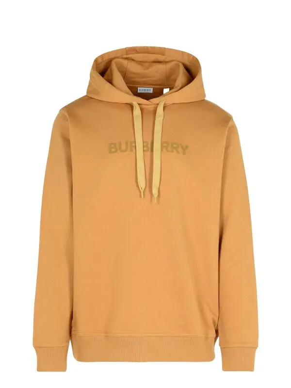 Burberry Logo Printed Drawstring Hoodie - Orange