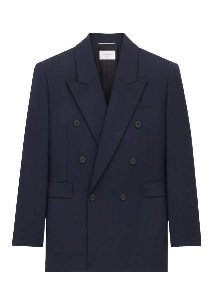 Saint Laurent Double-breasted Wool Jacket - Navy