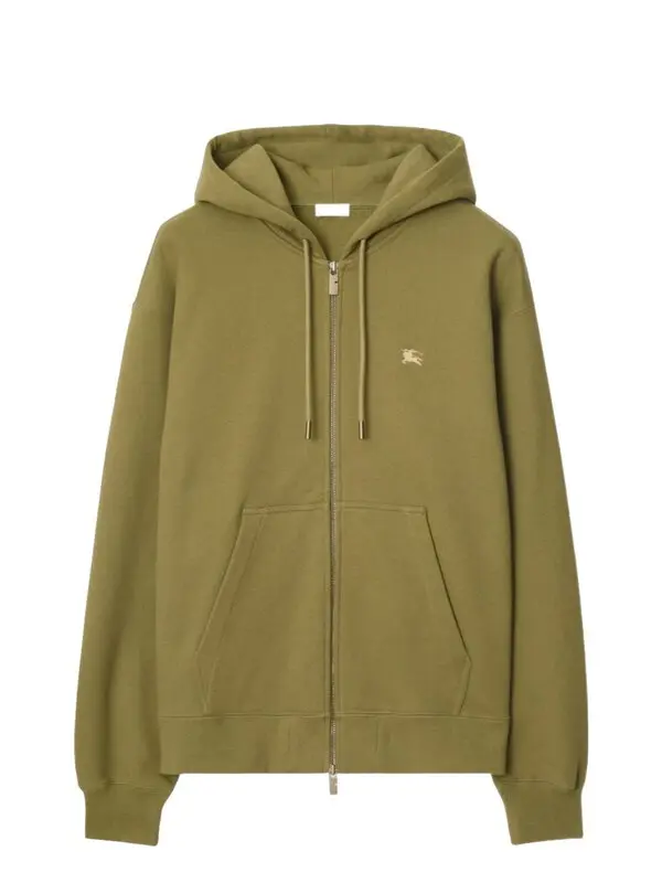Burberry Embroidered Zip-up Drawstring Hoodie - Estate