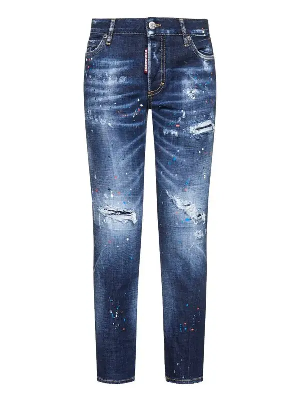 Dsquared2 Jennifer Distressed Cropped Jeans - Blue