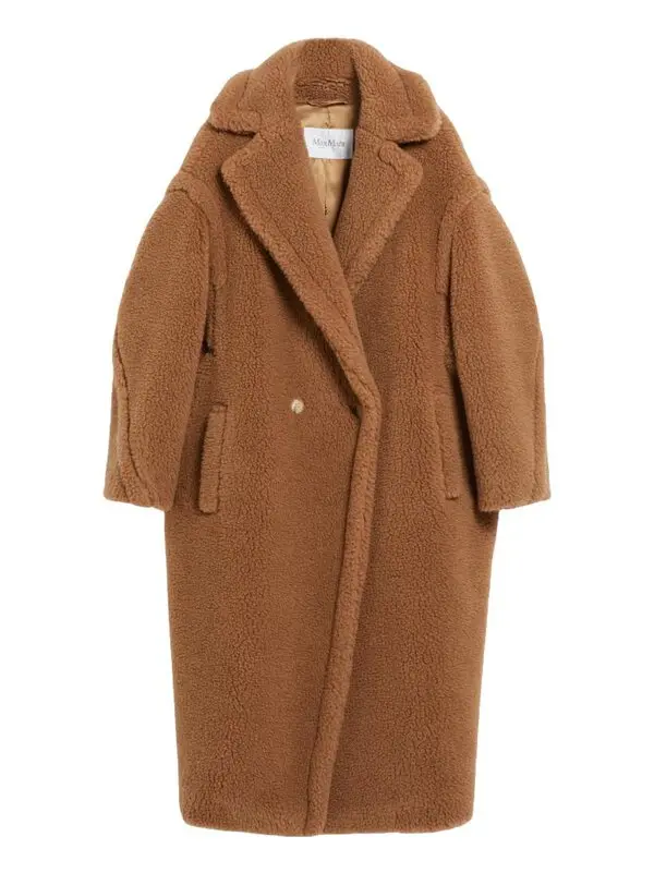 Max Mara Double-breasted Teddy Long Coat - Camel