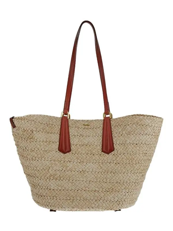 Max Mara Oversized Straw Bucket Bag - Nude