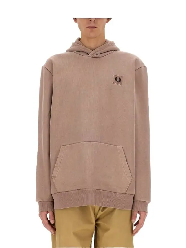 Fred Perry Logo Emblem Hoodie - Nude