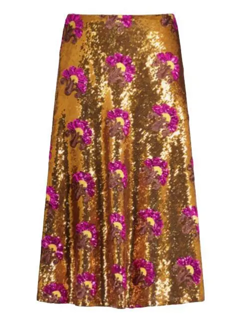 La DoubleJ Holly Sequin-embellished Midi Skirt - Brown
