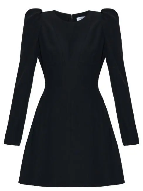 Alexander McQueen Puff-sleeved Flared Mini Dress - Black
