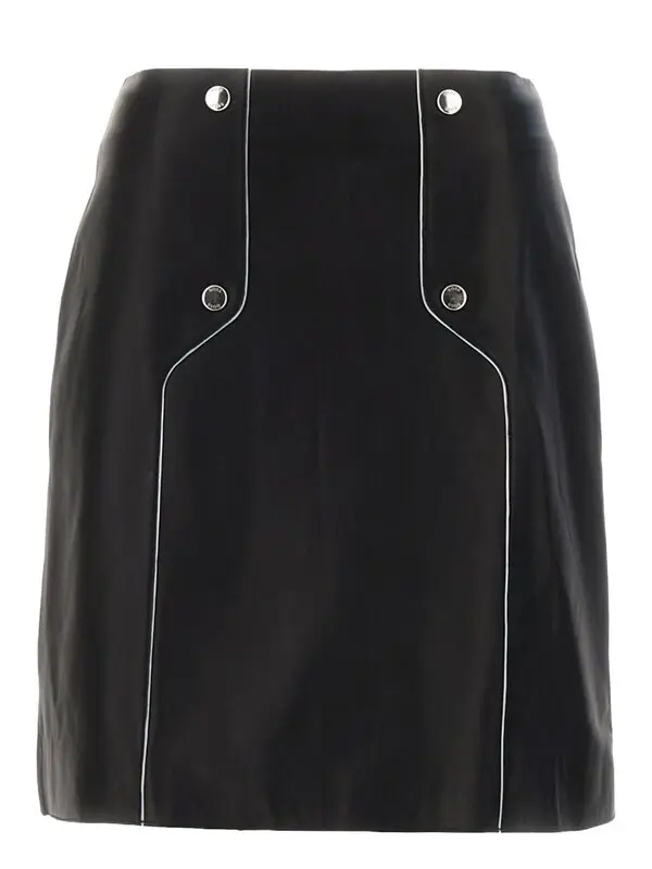 Hugo Boss Leather Mini Skirt With Logo Detail - Black