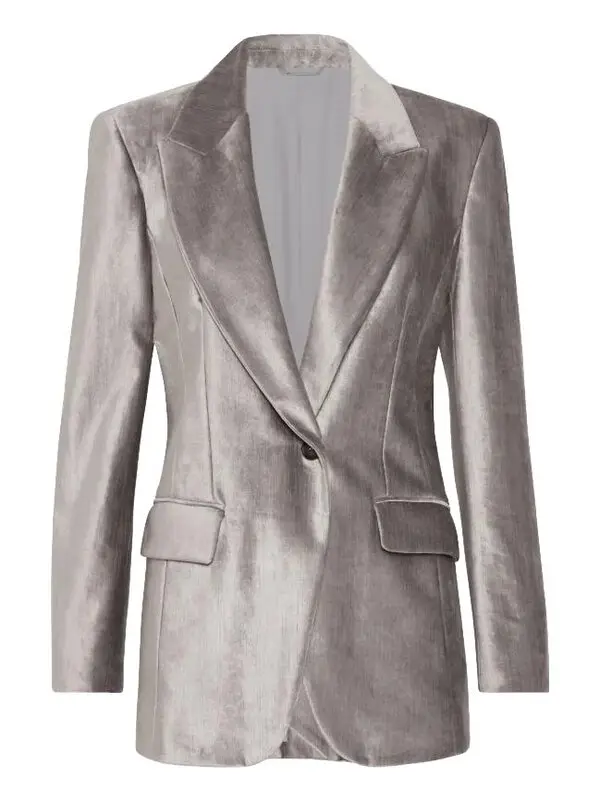 Brunello Cucinelli Single-breasted Long Sleeved Blazer - Grey