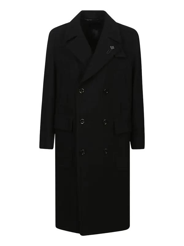 LARDINI Double-breasted Tailored Coat - Black