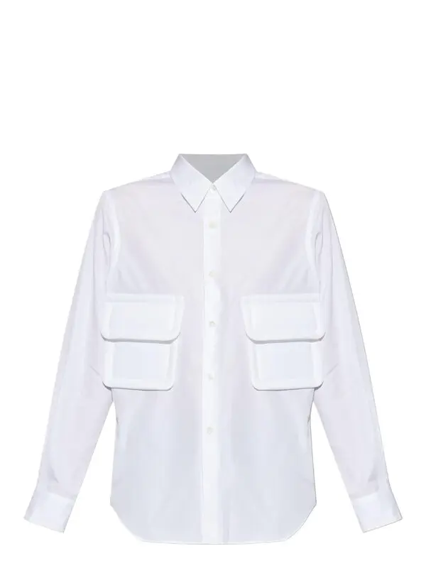 Comme Des Garçons Long Sleeve Shirt With Geometric Pockets - White