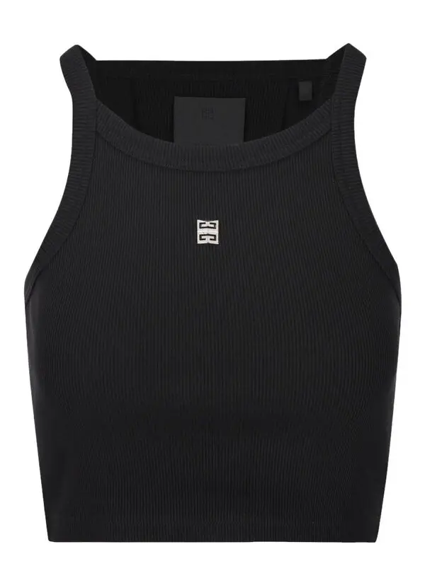 Givenchy 4g Plaque Cropped Ribbed Tank Top - Black
