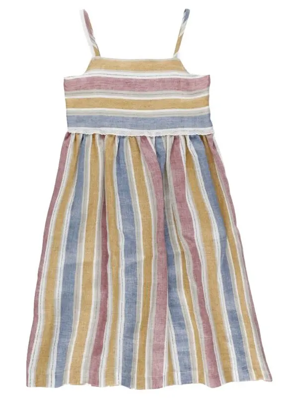 IL GUFO Striped Pleated Dress With Fringe Detail - Multicolor
