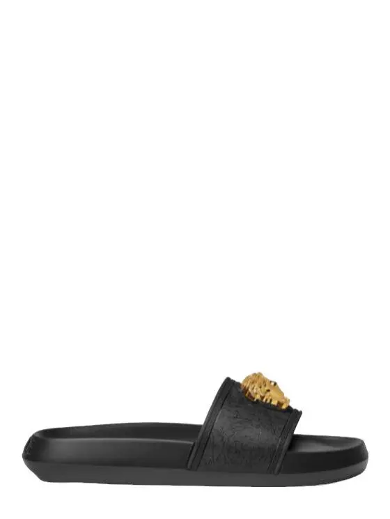 Versace Medusa Head Plaque Slides - Black