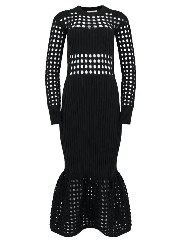 Alexander McQueen Medium Knitted Mesh Dress - Black