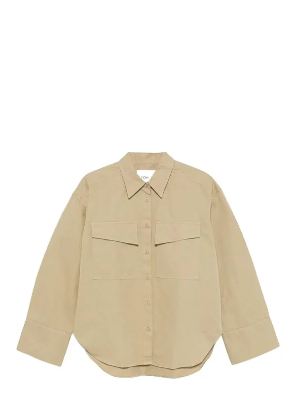 Closed Utility Shirt With Long Sleeves And Curved Hem - Warmsand