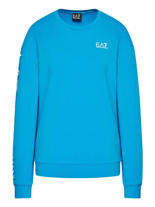Emporio Armani Long Sleeve Crewneck With Logo Detail - Blue