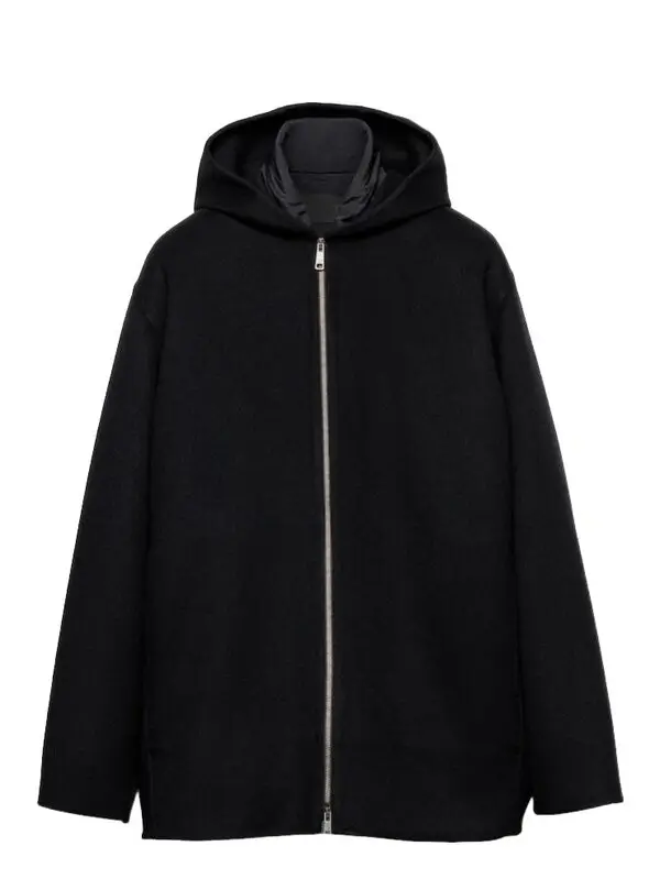 Prada Wool Jacket With Hood - Black