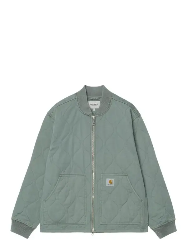 Carhartt Work In Progress Quilted Zip-up Bomber Jacket With Ribbed Trim - Velvet Green