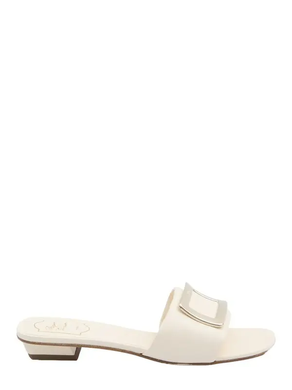 ROGER VIVIER Logo-engraved Open-toe Mules - Cream
