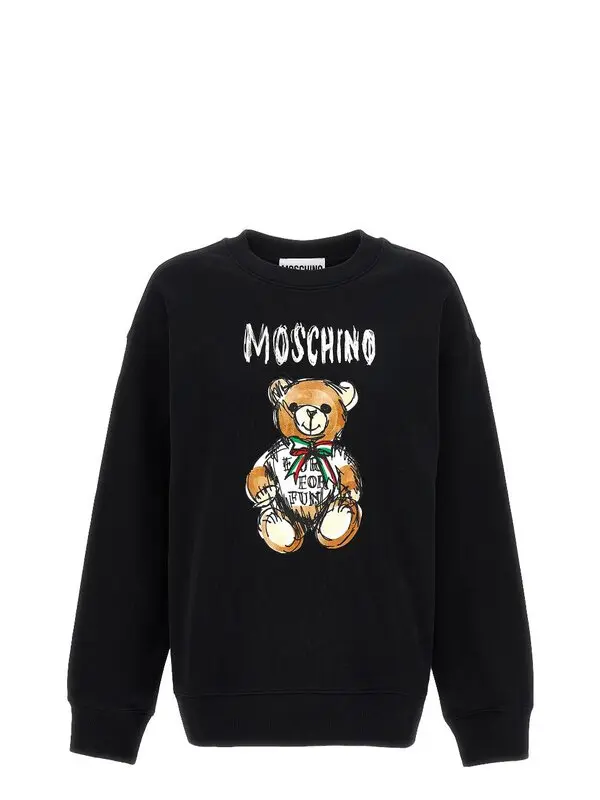 Moschino Teddy Bear Print Crewneck Sweatshirt - Black