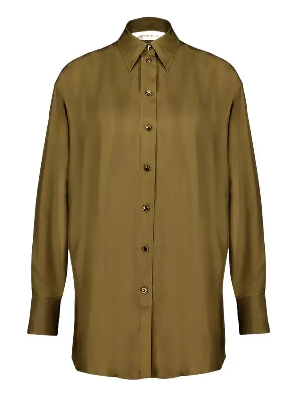 Zimmermann Oserée Crush Relaxed Fit Shirt - Olive Green