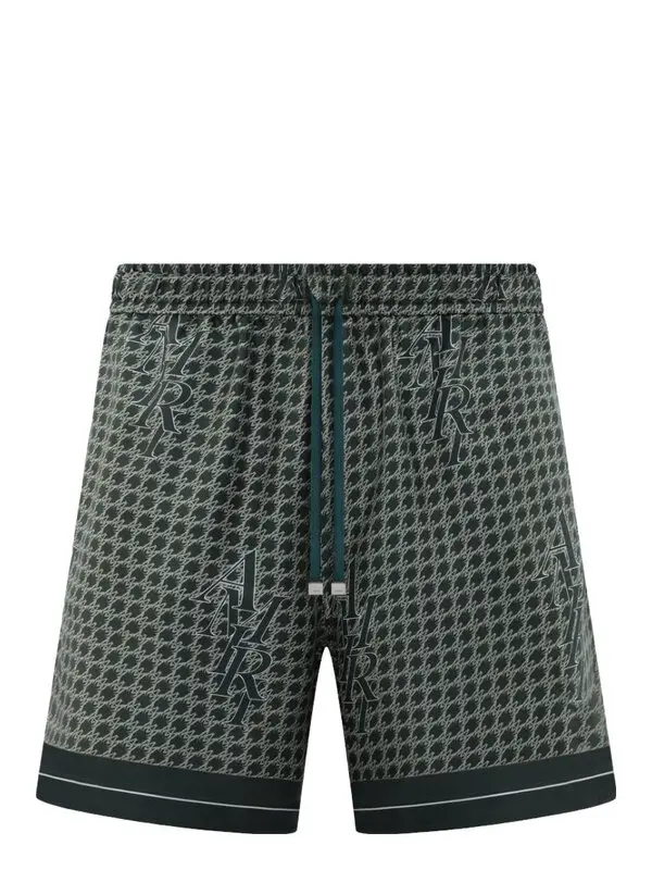 Amiri Staggered Houndstooth Silk Shorts - Black