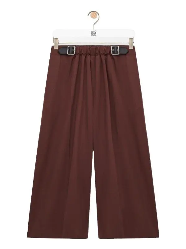 Loewe Cropped Belted Trousers - Coffee