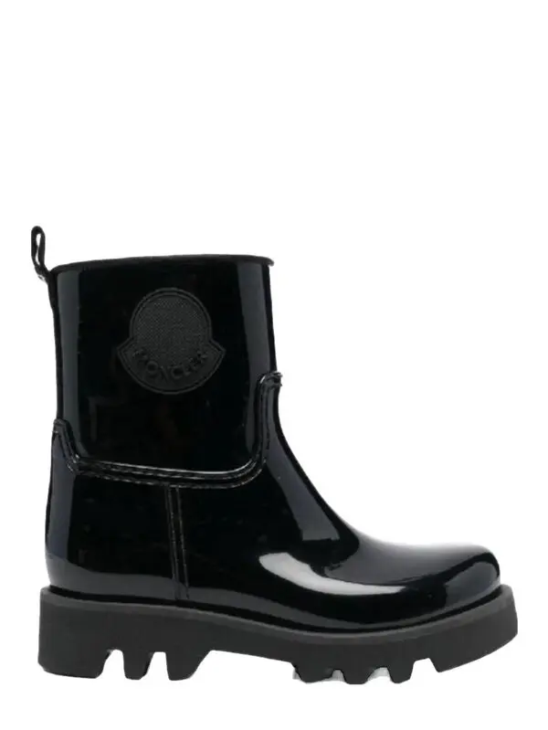 Moncler Logo Patch Round Toe Rain Boots - Black
