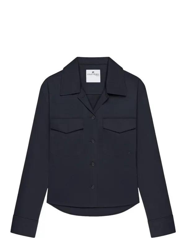 COURREGES Cotton Shirt With Asymmetrical Hem - Navy Blue