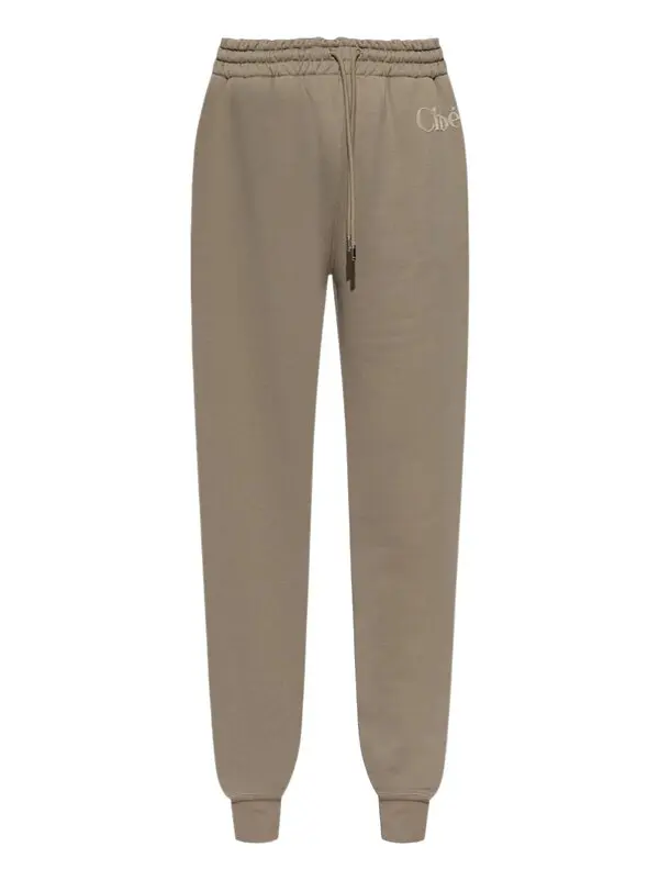 Chloé Elastic Waist Joggers With Logo Embellishment - Khaki Green