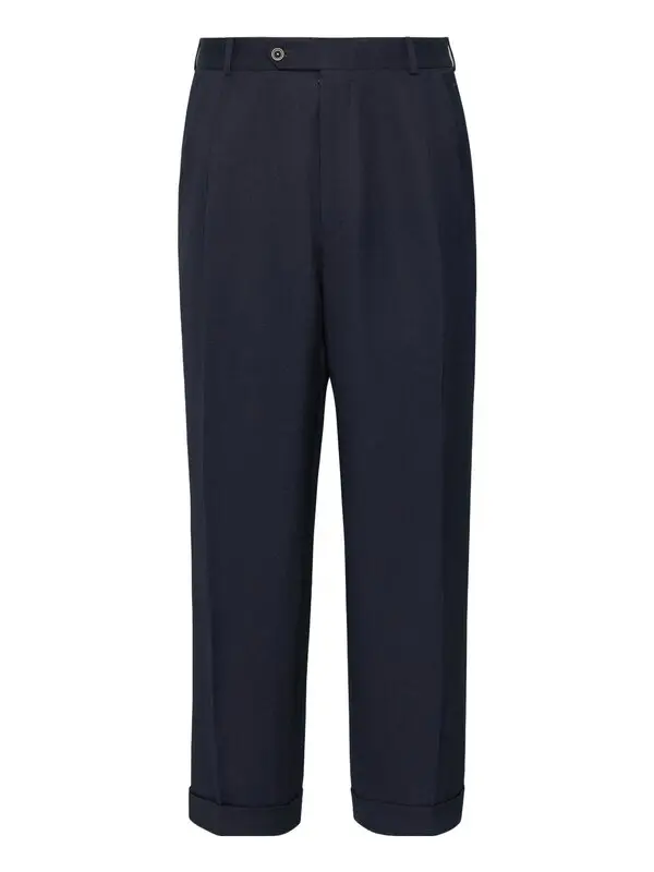 MAISON MARGIELA High-waist Wool And Linen Blend Trousers - Blue