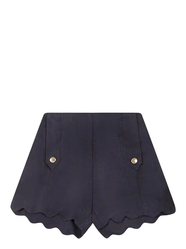 Chloé Scallop-edge Linen Shorts - Black