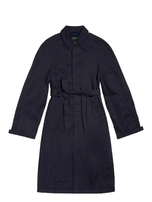 Balenciaga Belted Long-sleeved Coat - Black