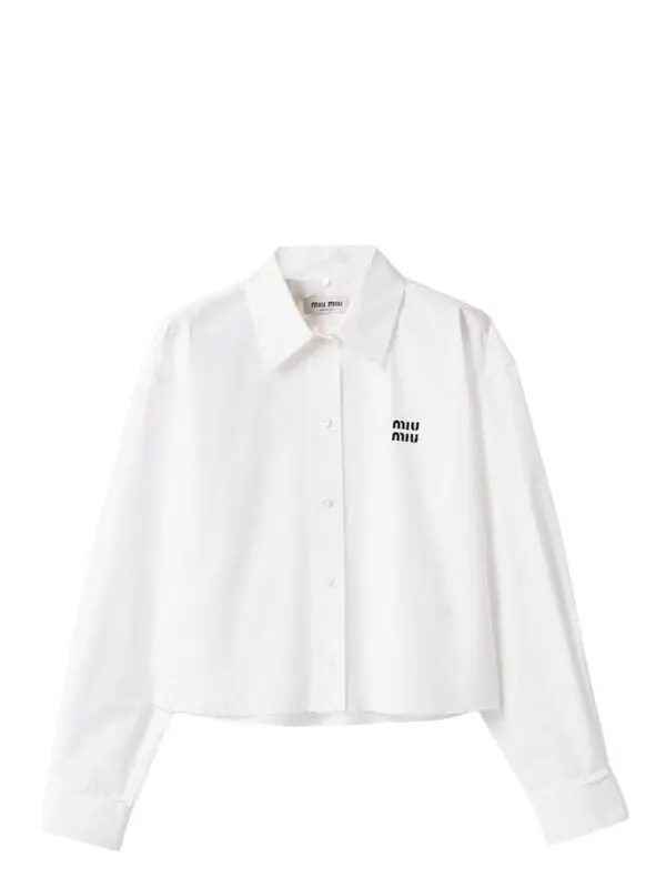 Miu Miu Poplin Embroidered Logo Shirt - White