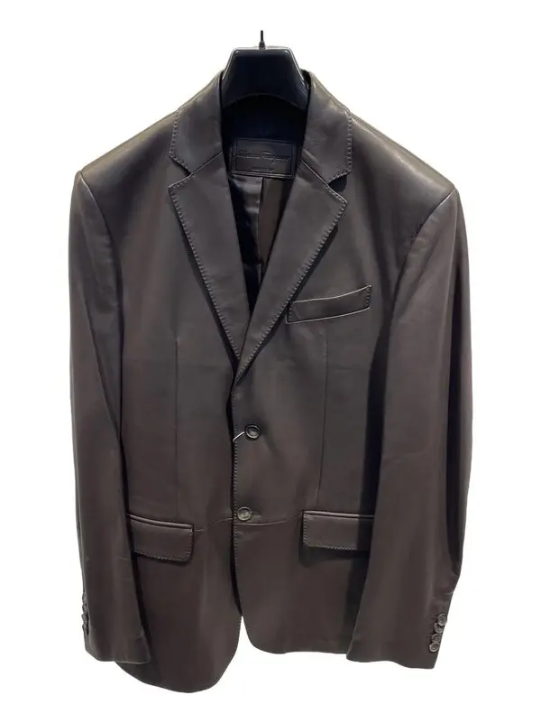 FERRAGAMO Leather Blazer - Black