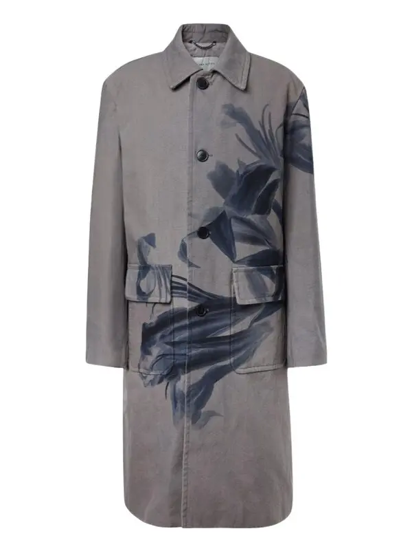 Dries Van Noten Long-sleeved Printed Windbreaker Jacket - Grey