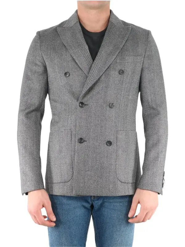 TONELLO Chevron Double-breasted Jacket - Gray