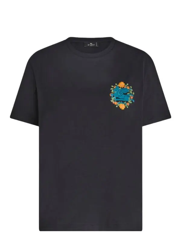 Etro Pegaso Embroidered Crewneck T-shirt - Black