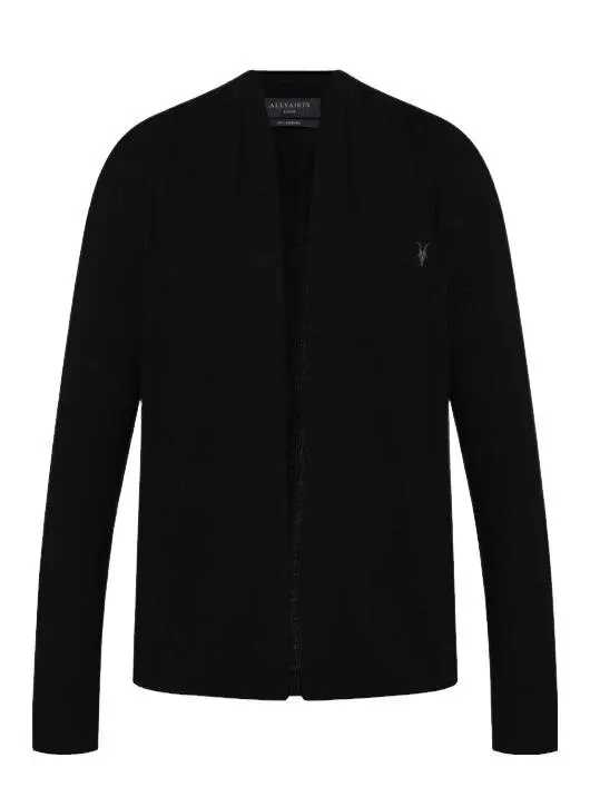 ALLSAINTS Minimalist Open Knit Cardigan With Logo Detail - Black