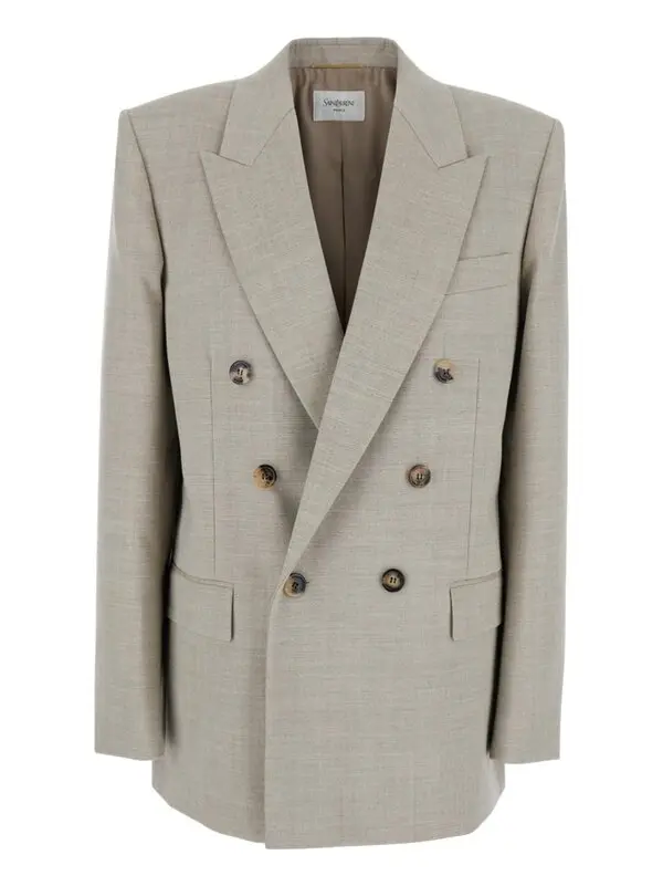Saint Laurent Cassandre Double-breasted Blazer - Grey