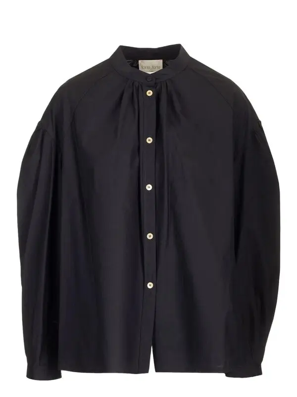 FORTE_FORTE Cotton Popline Shirt - Blue
