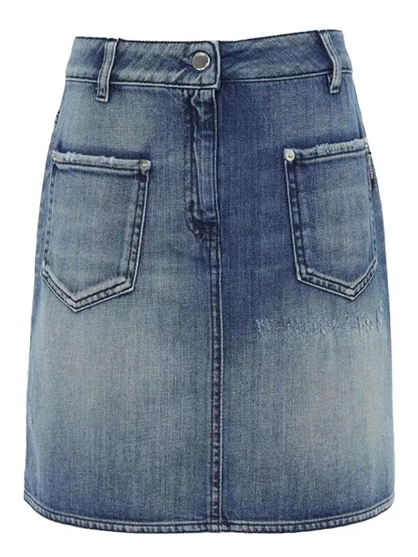 Moschino Denim Skirt With Double Pocket Design - Blue