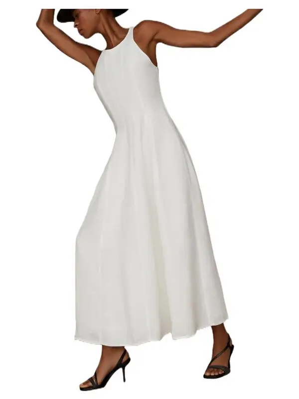 Brunello Cucinelli Sleeveless Crewneck Dress - White