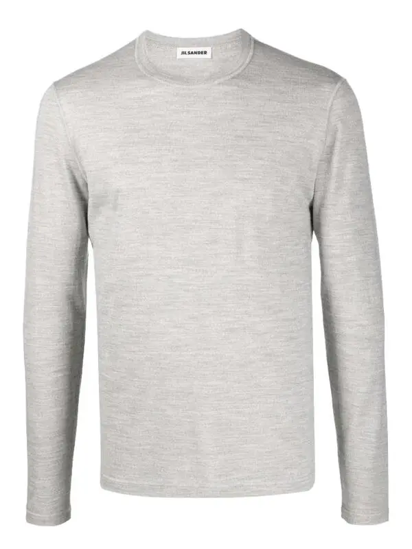 JIL SANDER Round Neck Long Sleeve Sweater - White