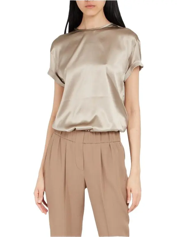 Brunello Cucinelli Monili Trim T-shirt - Nude