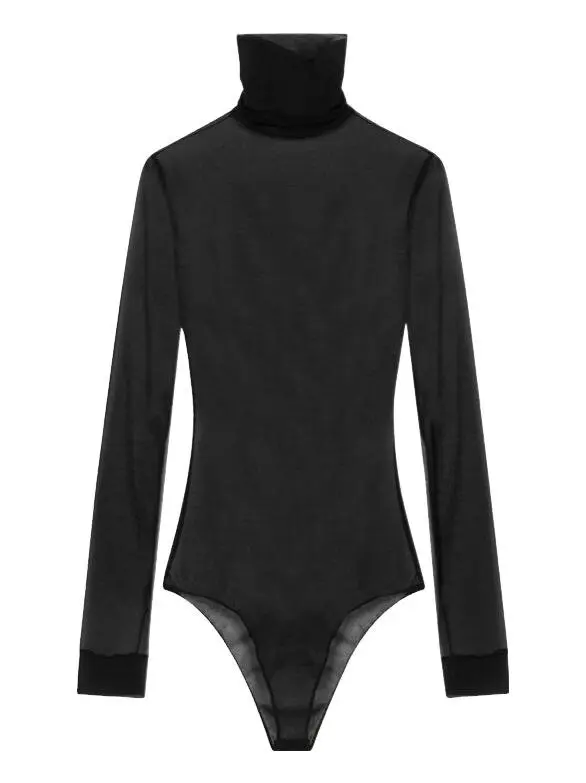 MAISON MARGIELA Sheer Turtleneck Bodysuit - Black